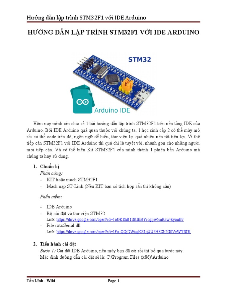 Hương dẫn lập trình STM32F1 qua IDE Arduino | PDF