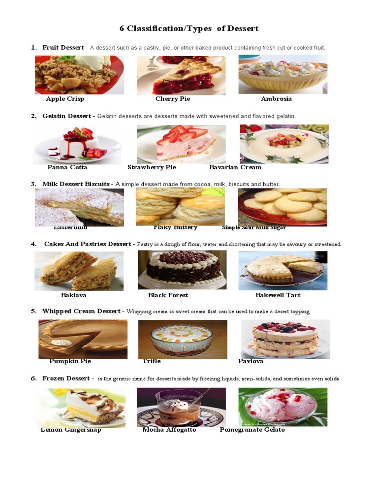 6 Classification of Dessert | PDF
