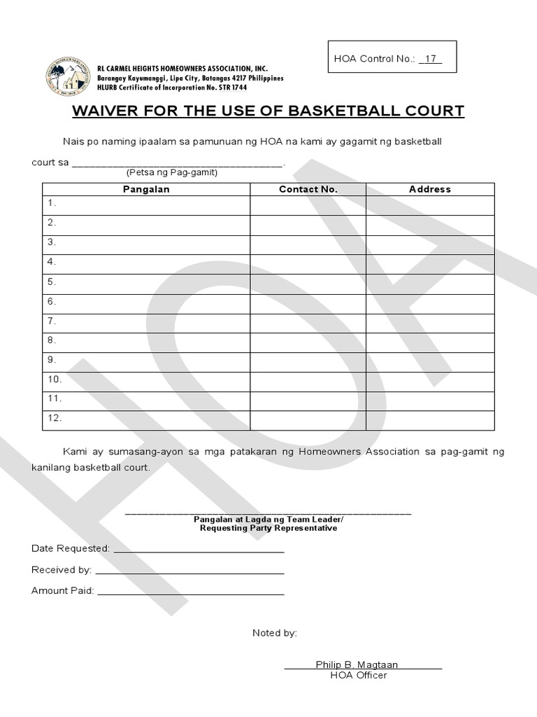Basketball Waiver | PDF