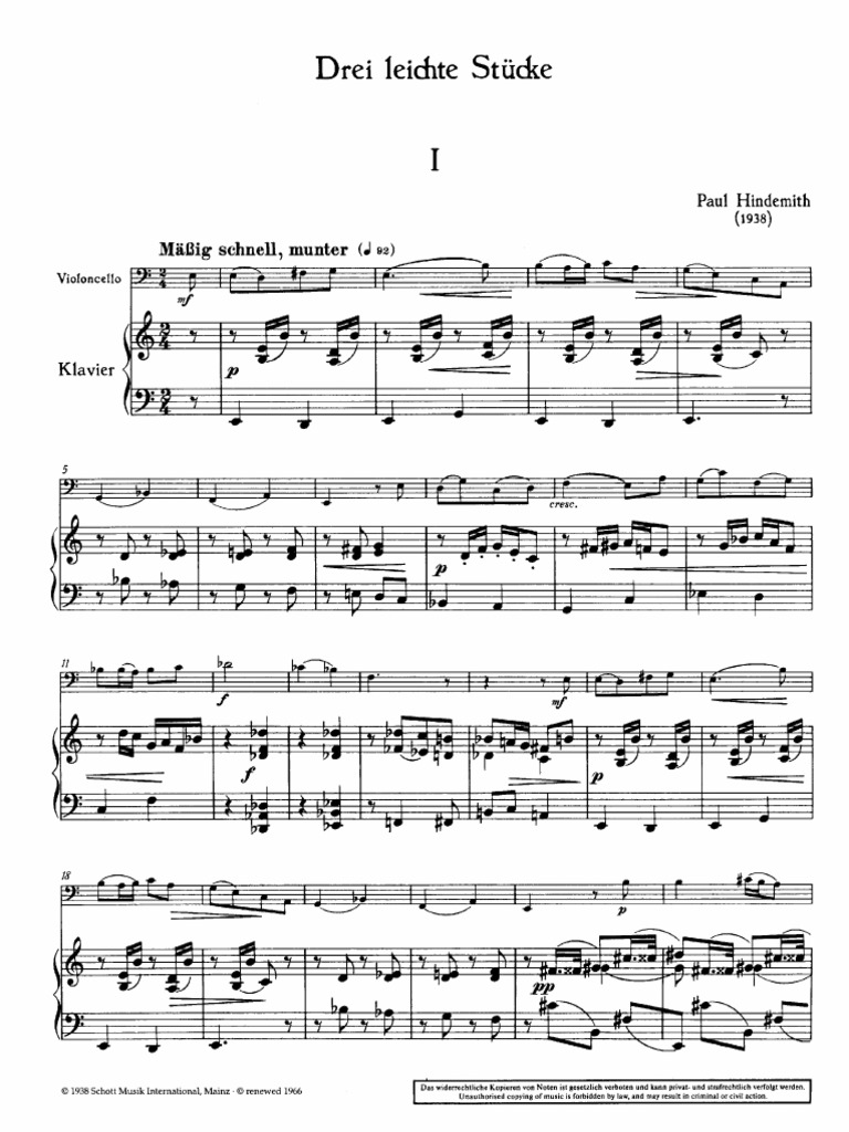 Three Easy Pieces Hindemith Piano | PDF