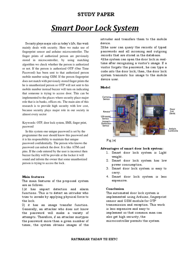 Smart Door Lock System: Providing High Security with Low Cost Through ...
