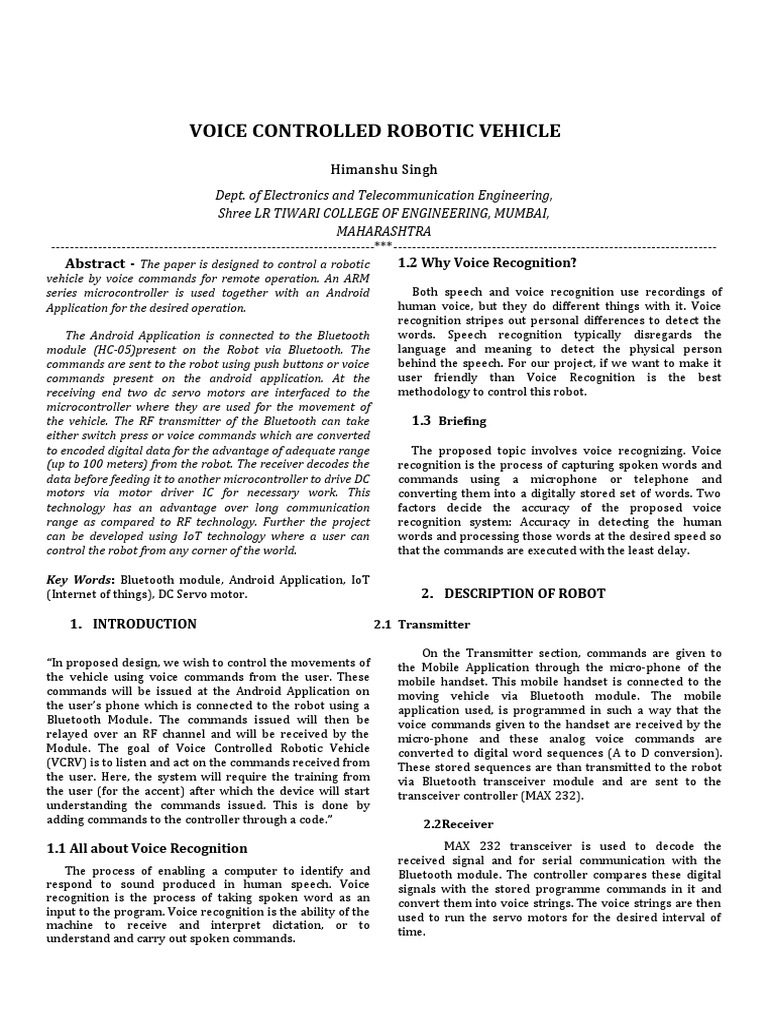 Technical Paper PDF Bluetooth Speech Recognition