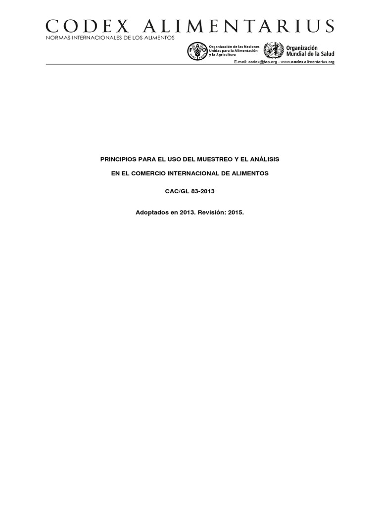 Codex Alimentarius - CAC GL 83-2013 | PDF | Incertidumbre | Muestreo ...