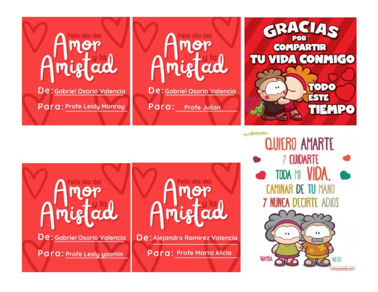 Tarjetas Amor y Amistad | PDF