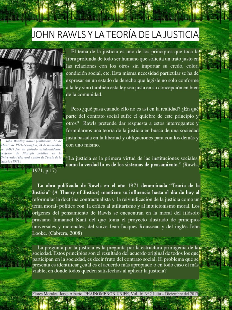 John Rawls y La Teoría de La Justicia | PDF | John Rawls | Justicia