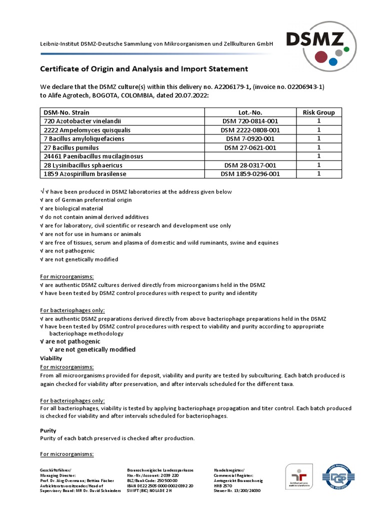 CoA 7 Cepas DSMZ | PDF | Bacteriophage | Biology