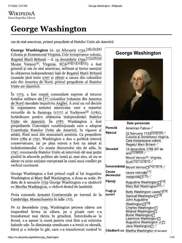 George Washington - Wikipedia - 1 | PDF