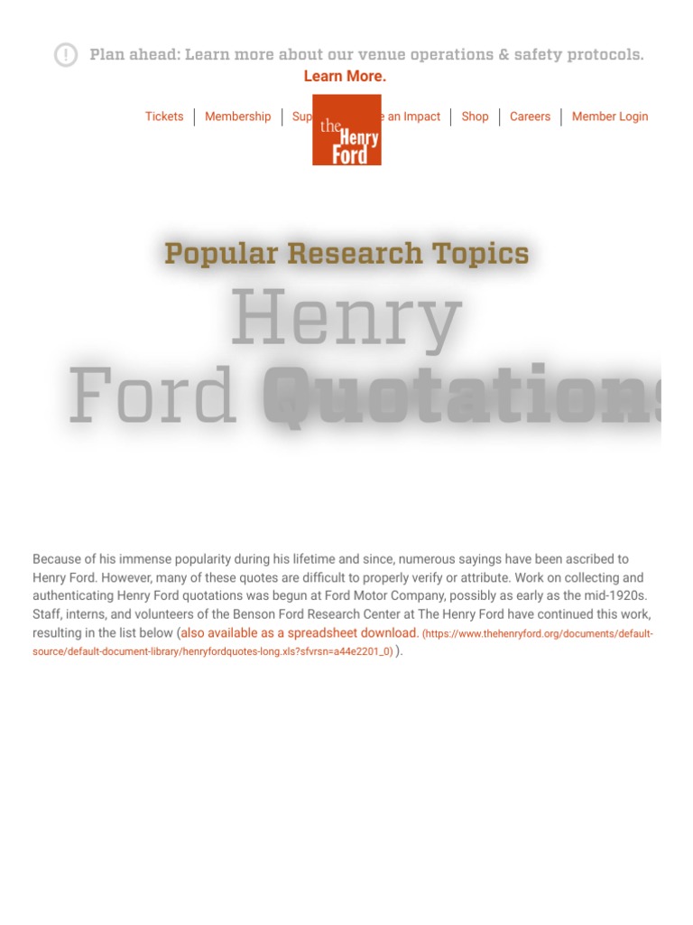 Henry Ford Quotes - The Henry Ford | PDF | Consumerism | Goods