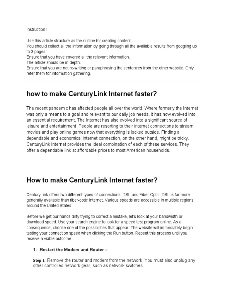 How To Make Centurylink Internet Faster | PDF | Wi Fi | Computer Network