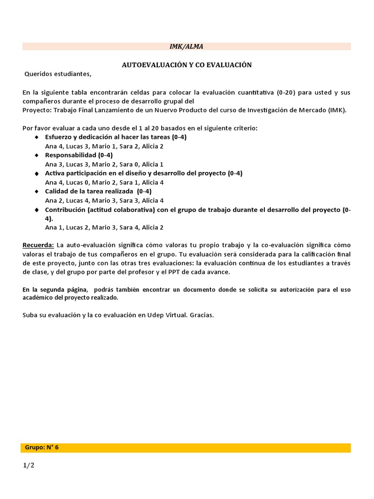 Rúbrica Auto y Co Evaluacion | PDF