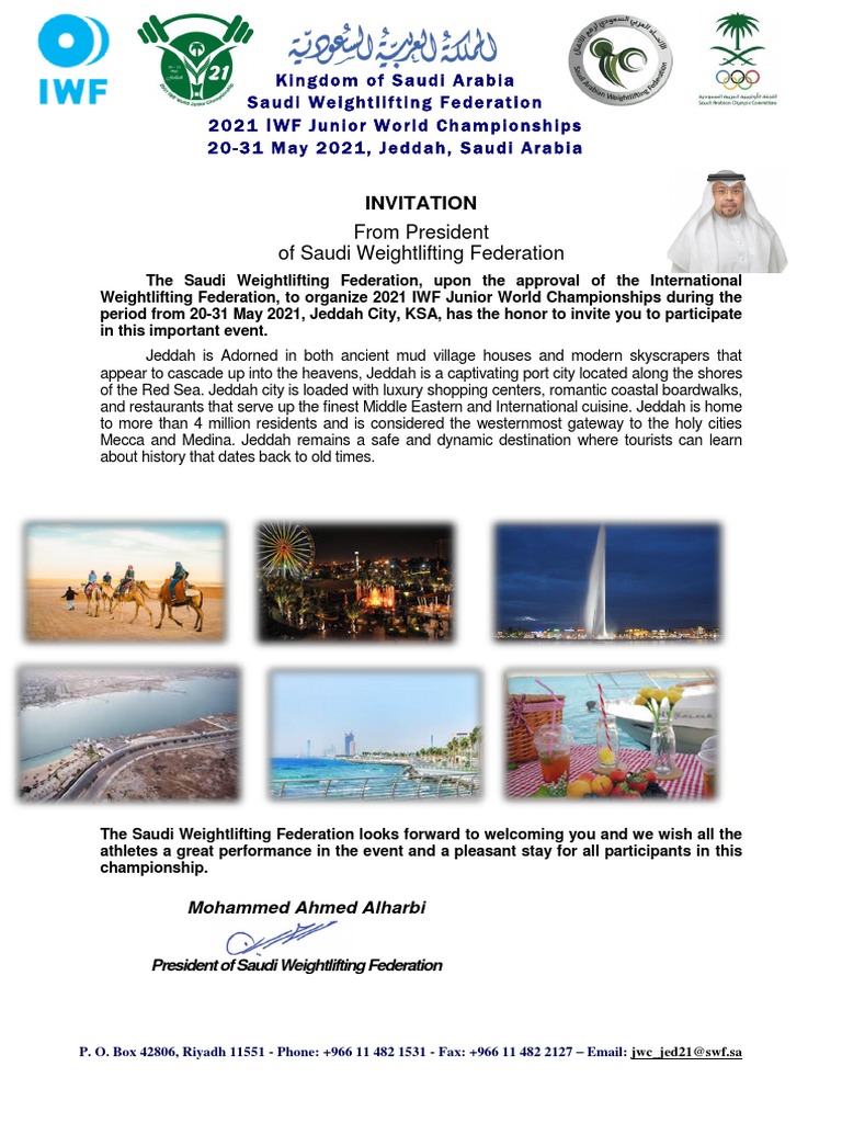 From President of Saudi Weightlifting Federation: Invitation | PDF ...