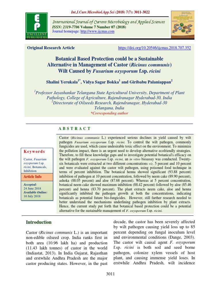 Shalini Yerukala, et al | PDF | Plant Pathology | Fungicide