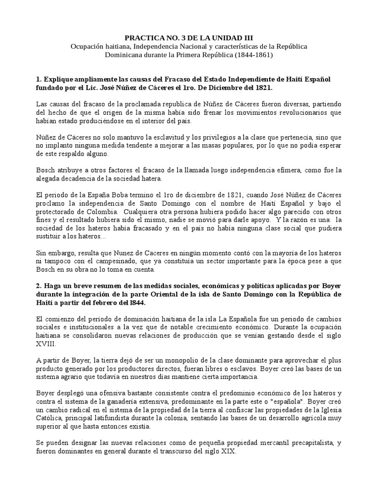 Pract. 3 Unidad Iii, 1-2022 | PDF | República Dominicana | Haití