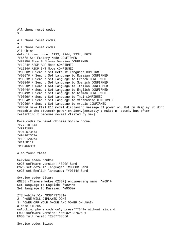 Software Codes | PDF | Telecommunications | Computing