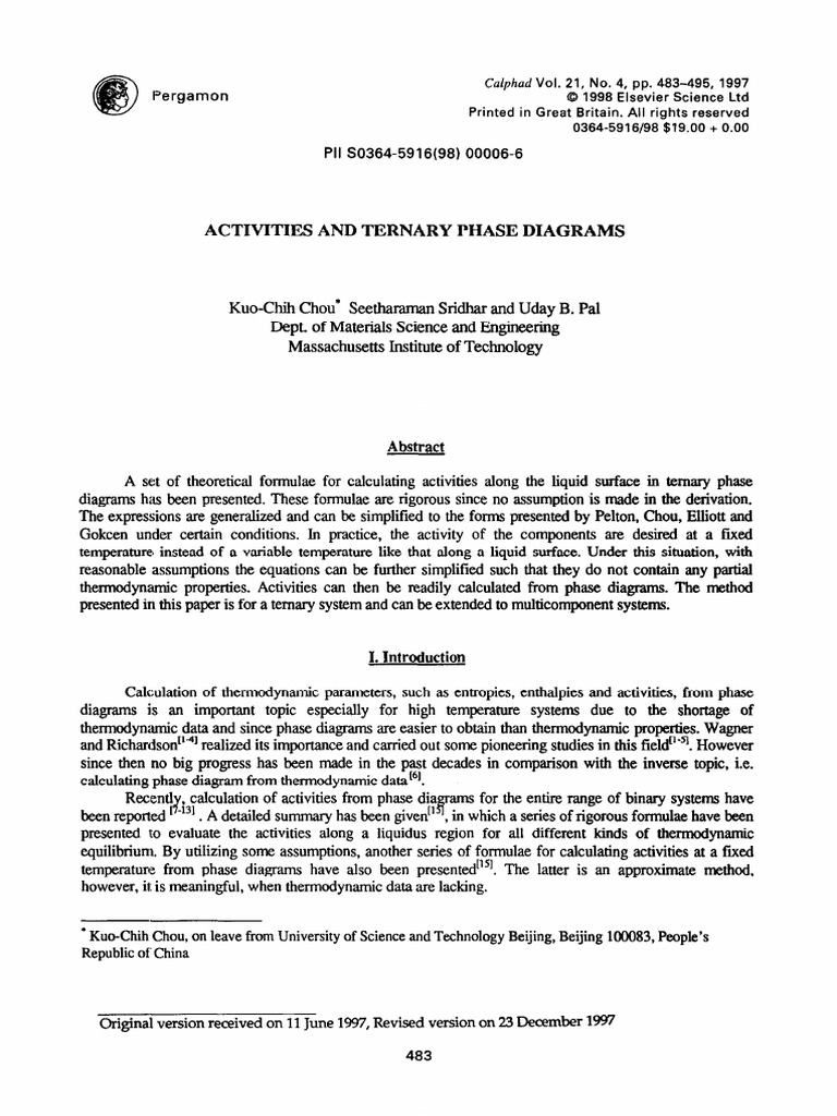Activities and Ternary Phase Diagrams | PDF | Phase Diagram | Phase (Matter)