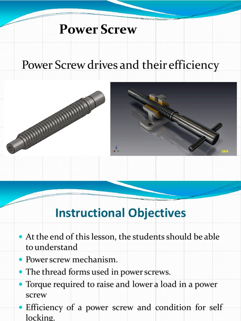 Power Screw Mechanisms and Efficiency | PDF | Screw | Manufactured Goods