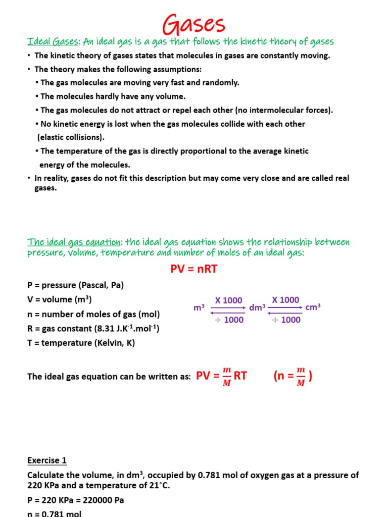 Ideal Gases | PDF | Gases | Temperature