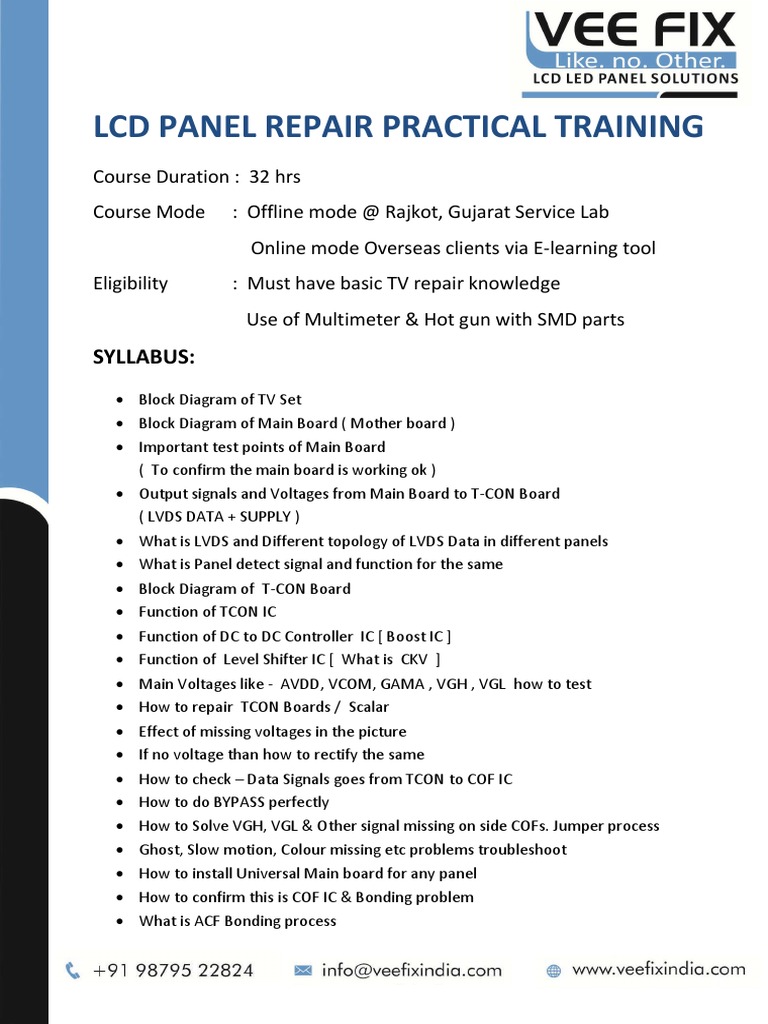 Training On LCD Led TV Panel Repair | PDF