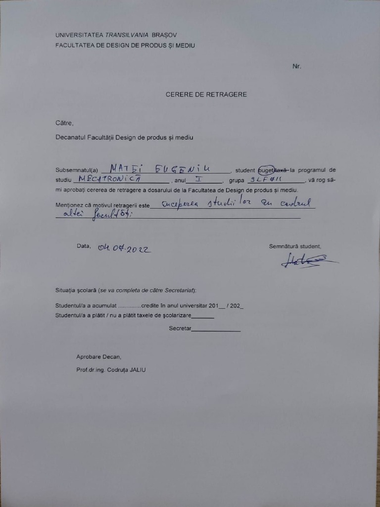 Cerere Retragere | PDF