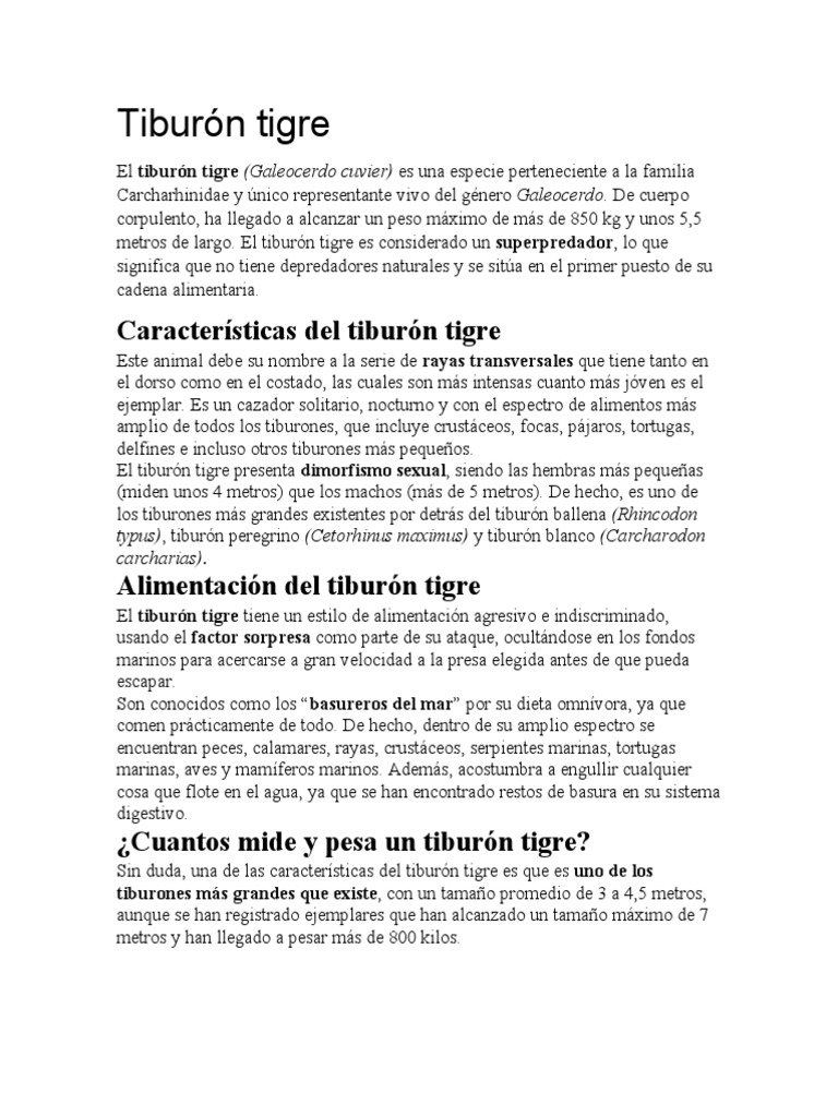 Tiburon Tigre | PDF | Tiburones | Tigre