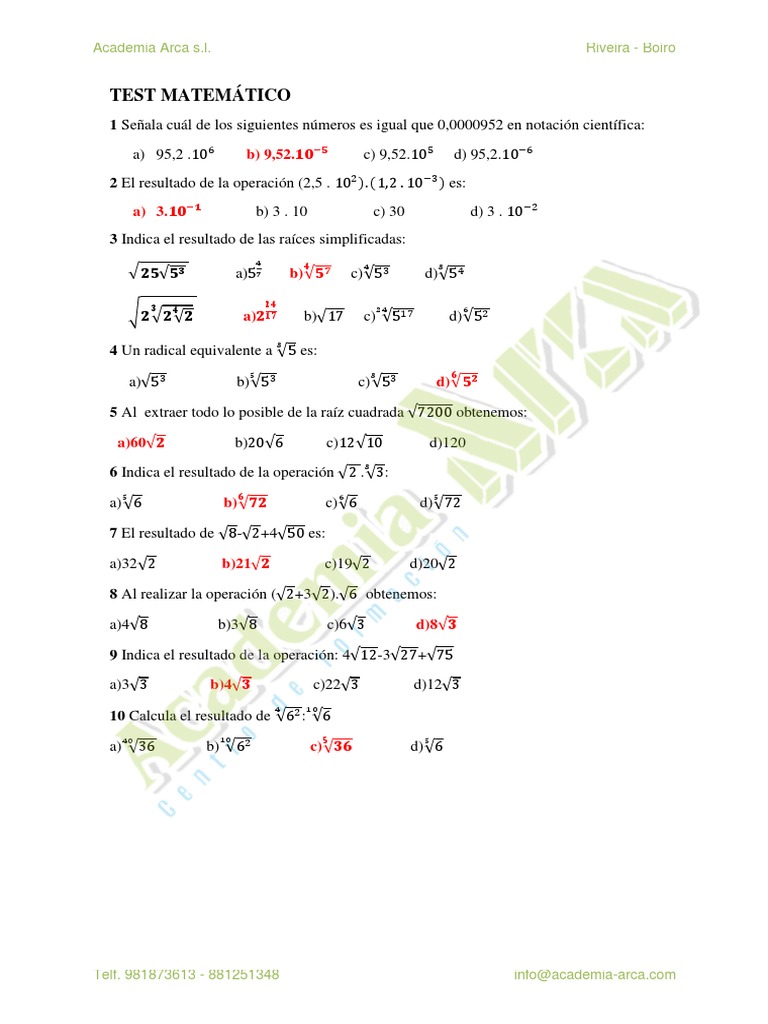 Test Matemático | PDF