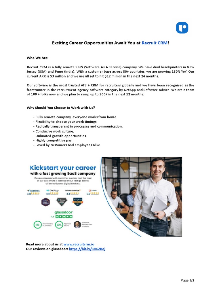 Trainee Software Engineer Openings at Recruit CRM | PDF | Computing ...