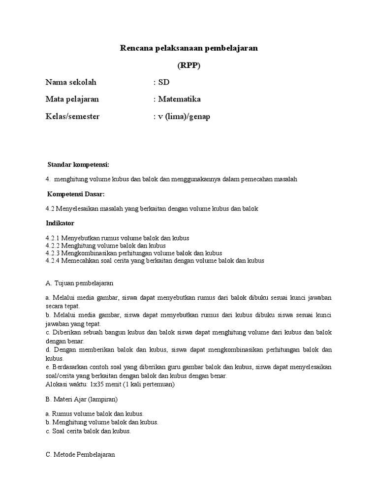 RPP Mat | PDF | Seni & Disiplin Bahasa