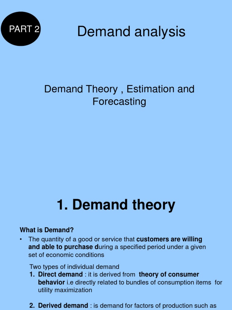 Part 2, Demand Analysis | PDF | Demand Curve | Elasticity (Economics)