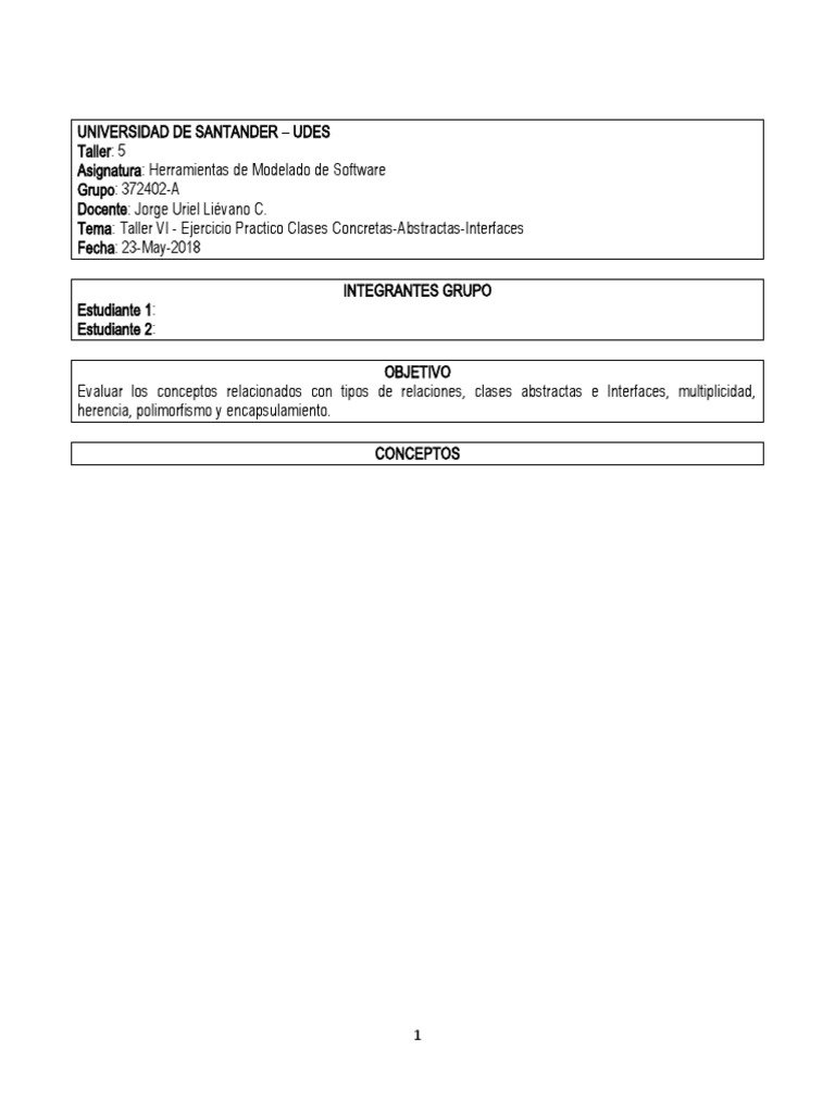 Taller VI - Ejercicio Practico Clases Concretas-Abstractas-Interfaces | PDF