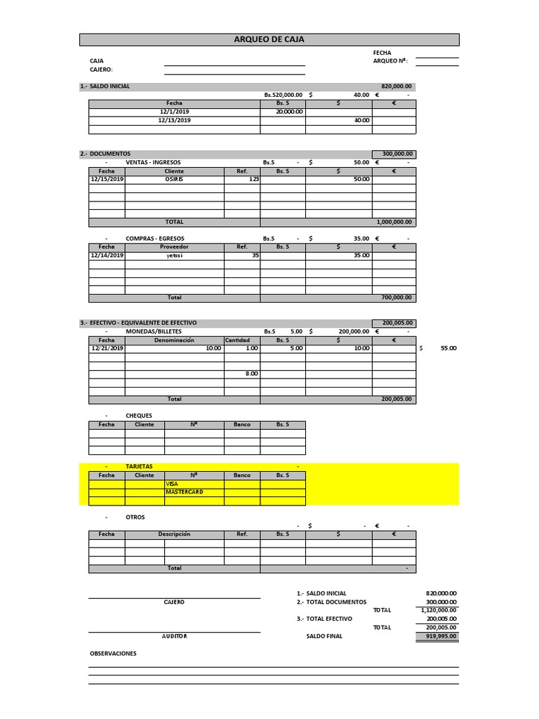 Arqueo de Caja | PDF | Bancos | Auditoría