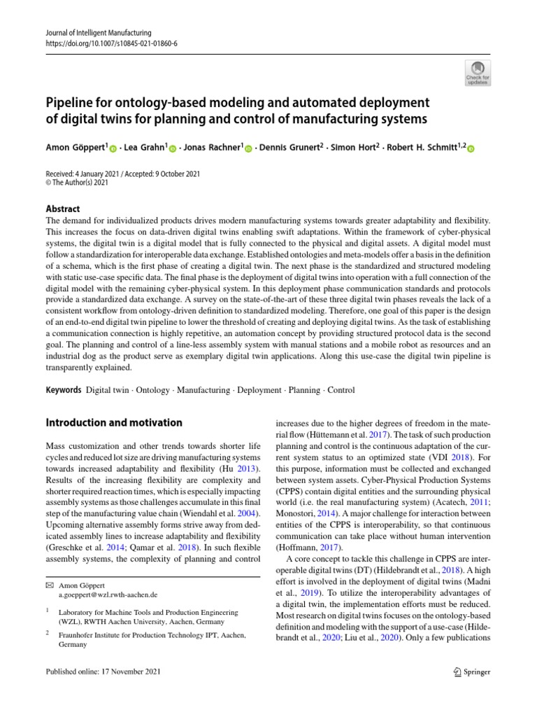 Pipeline For Ontology-Based Modeling and Automated Deployment of Digital Twins For Planning and ...