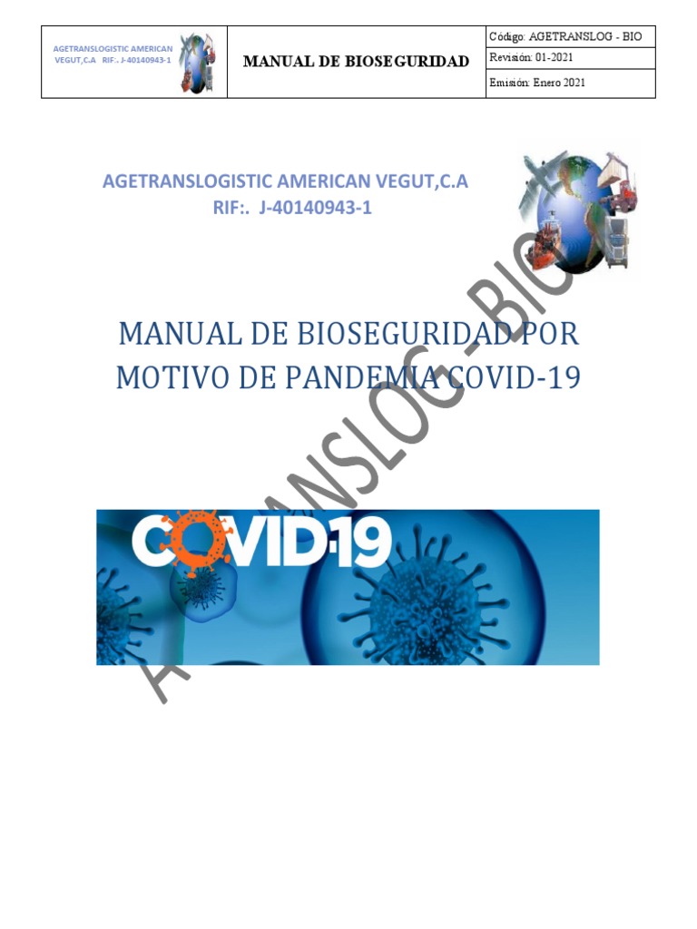 Manual de Bioseguridad Por Motivo de Pandemia Covid Nay Shipping Agency | PDF | Lavado de manos ...