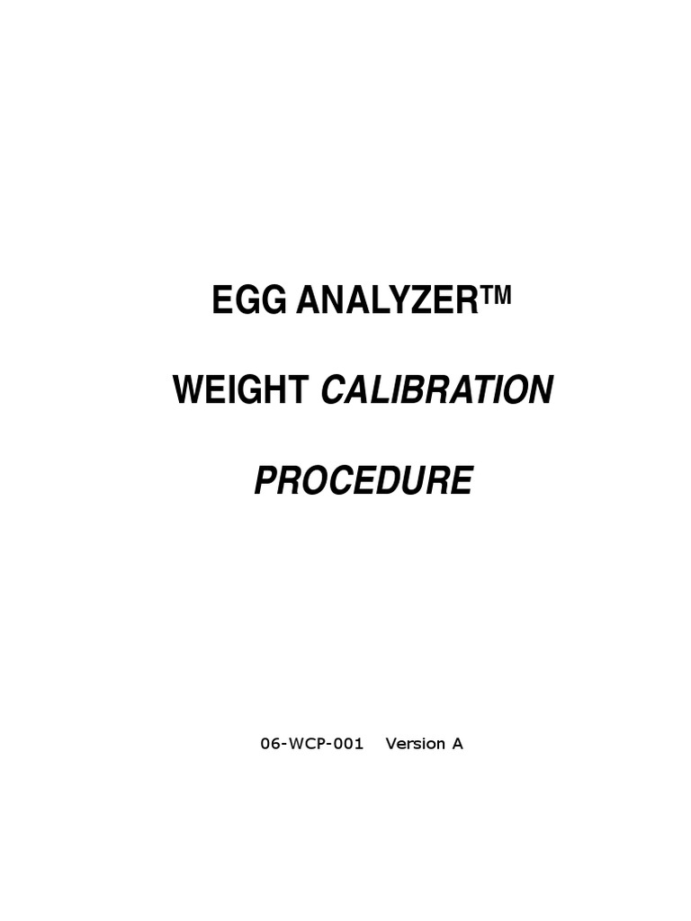 Egg Analyzer Weight Calibration Guide | PDF | Calibration