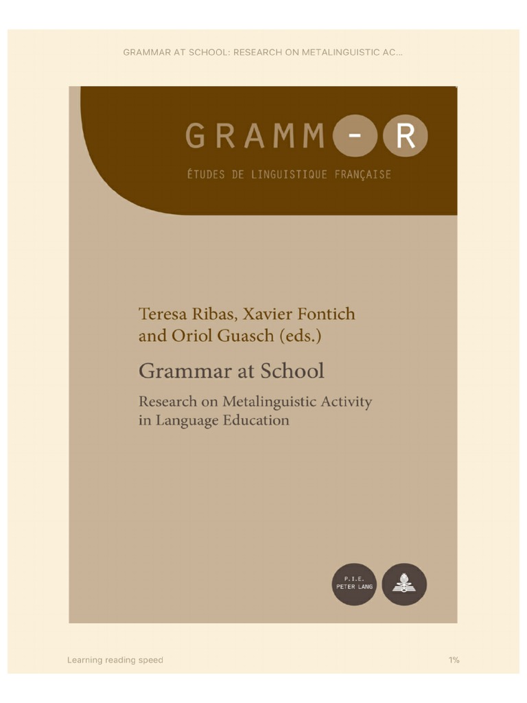 Camps 2014 Metalinguistic Activity In Language Learning Pdf