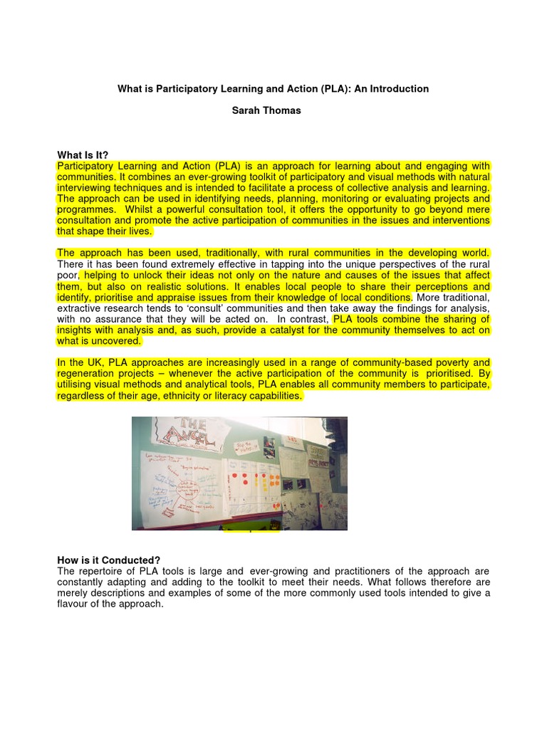 What Is Participatory Learning and Action (PLA) - An Introduction | PDF ...