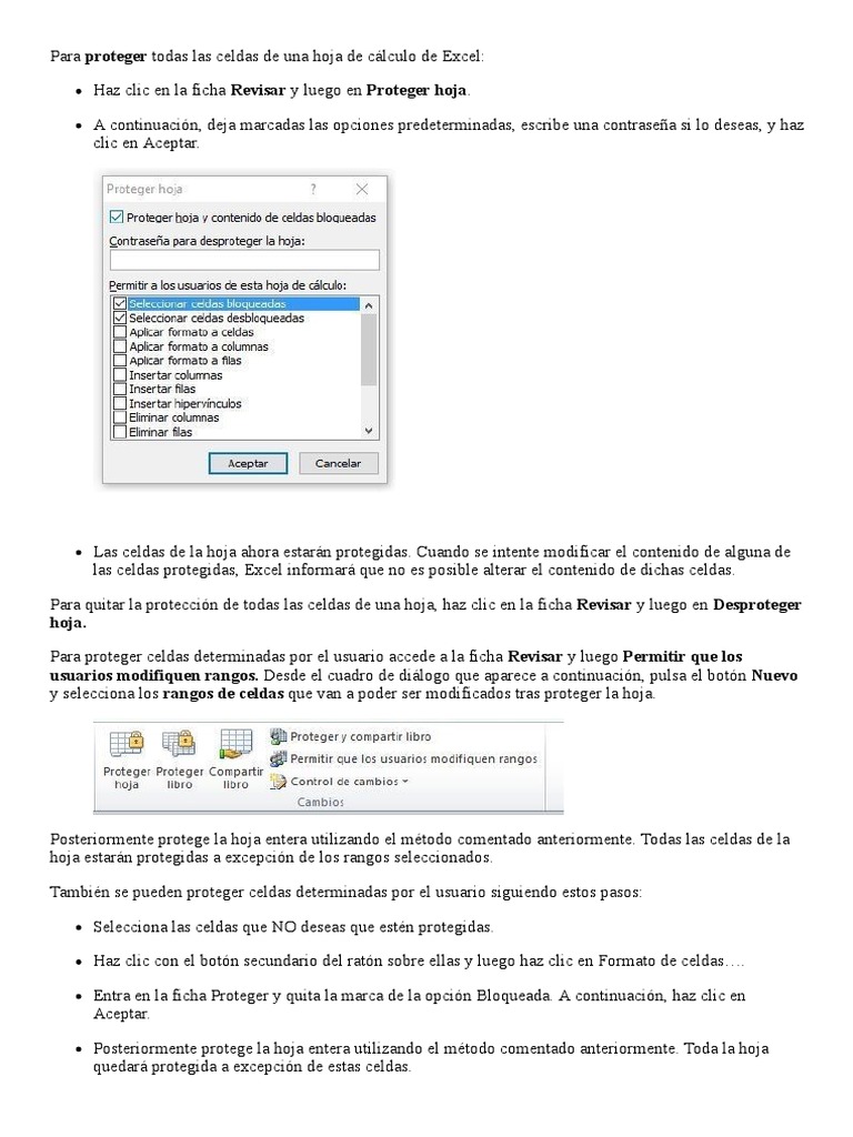 Proteger Celdas en Excel | PDF