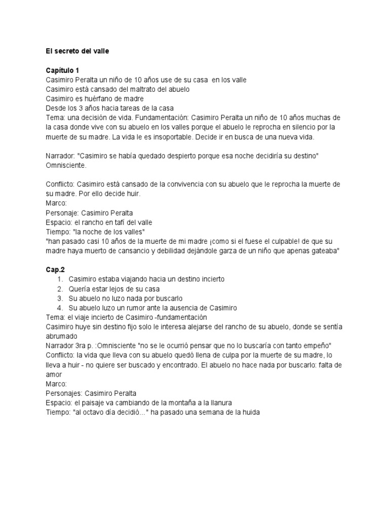 El Secreto Del Valle | PDF | Narración