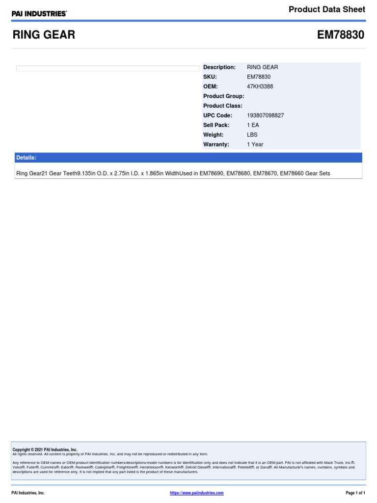 Pai Data Sheet EM78830 | PDF | Land Vehicles | Motor Vehicle Manufacturers