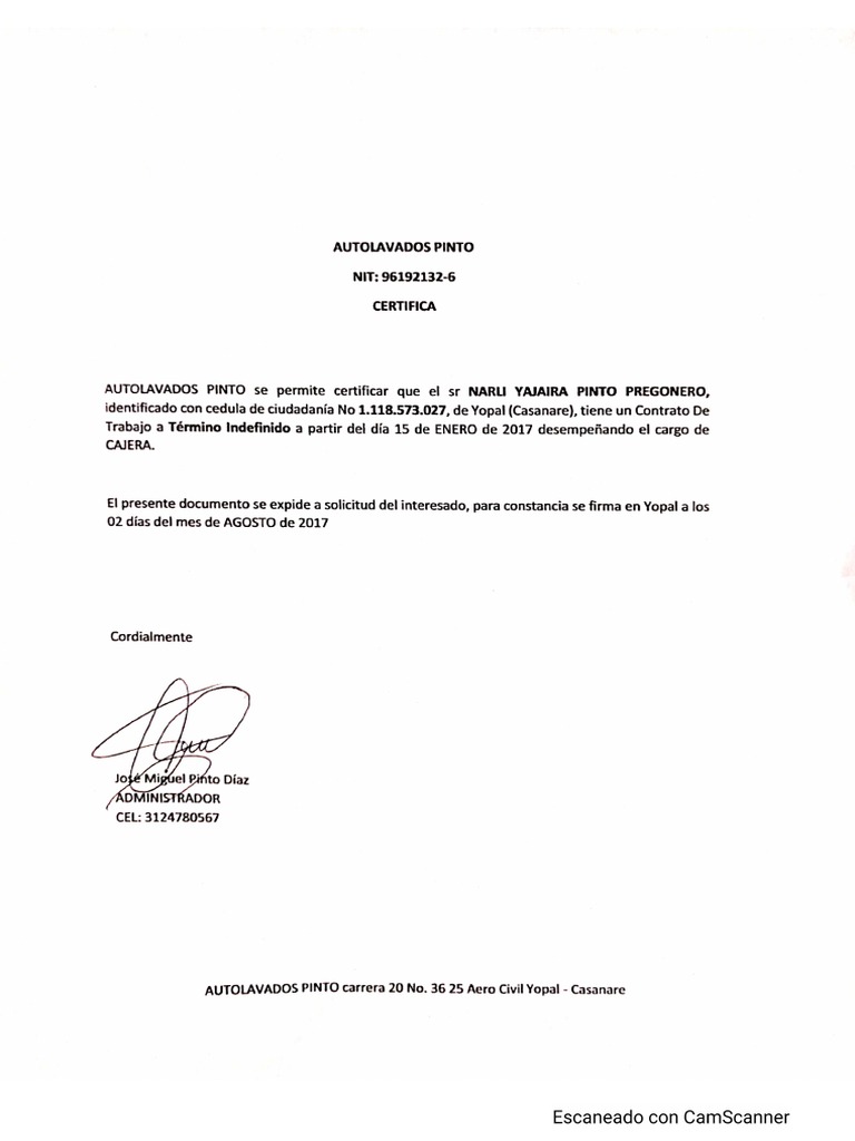 Certificado Auto Lavado | PDF