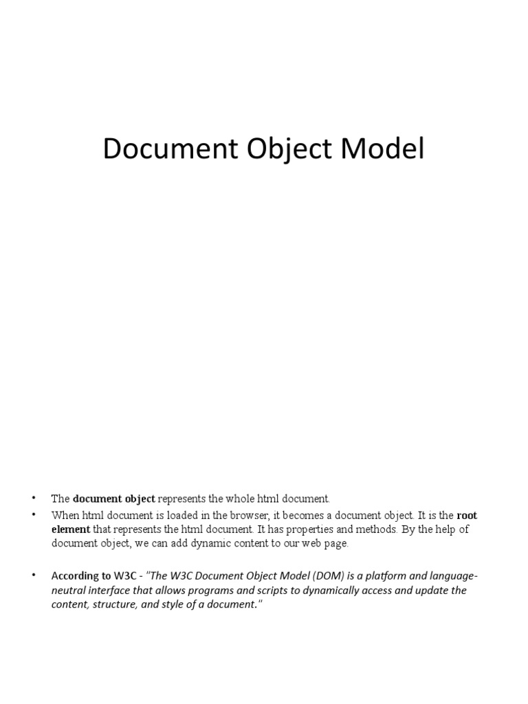 Cse 326 Document Object Model | PDF | Document Object Model | Html