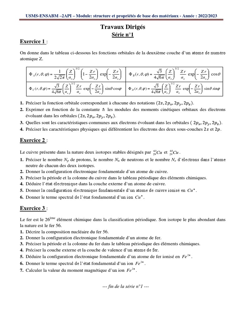 Configuration électronique du cuivre et fer | PDF | Atomes ...