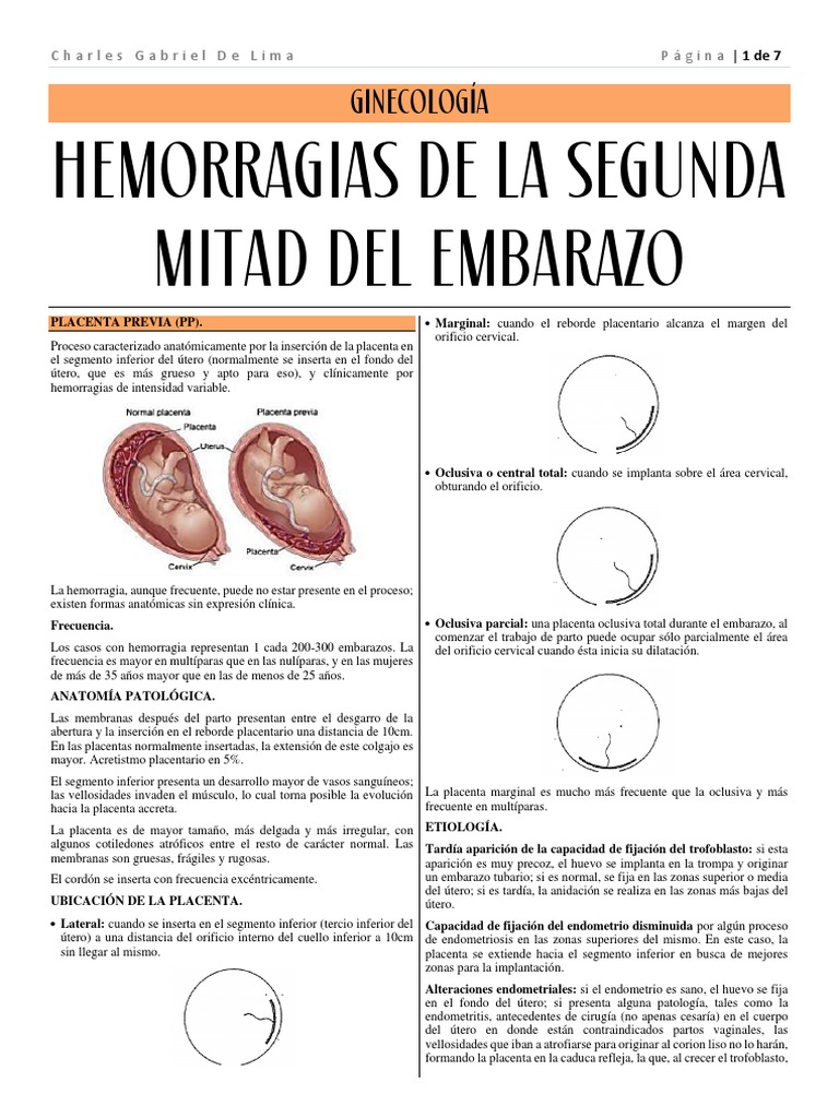 Hemorragias en el Embarazo: Placenta Previa | PDF | Placenta | El embarazo