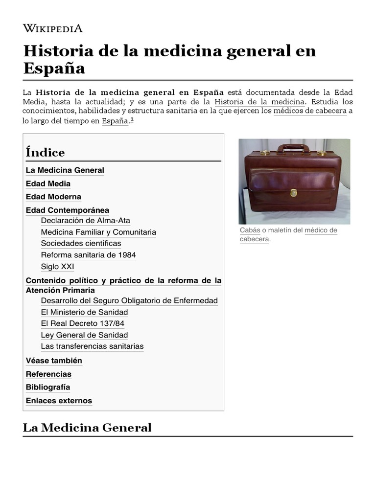 Historia de La Medicina General en España - Wikipedia, La Enciclopedia ...