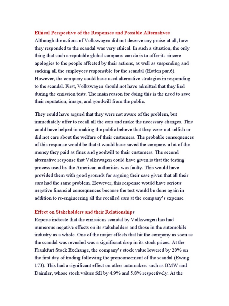 Ethical Perspective of the Responses and Possible Alternatives | PDF ...