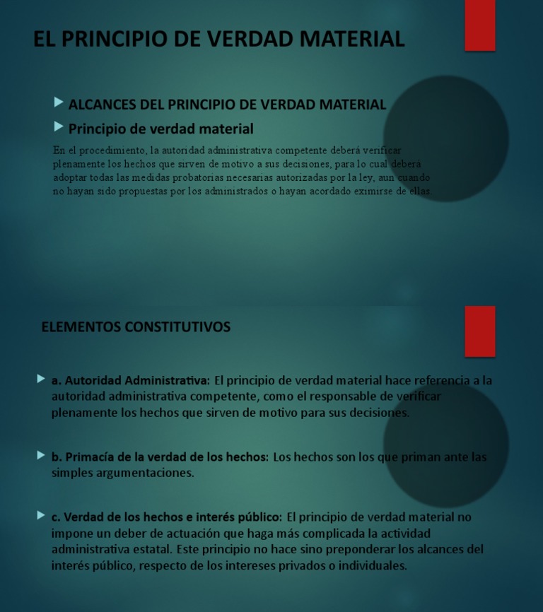El Principio de Verdad Material | PDF