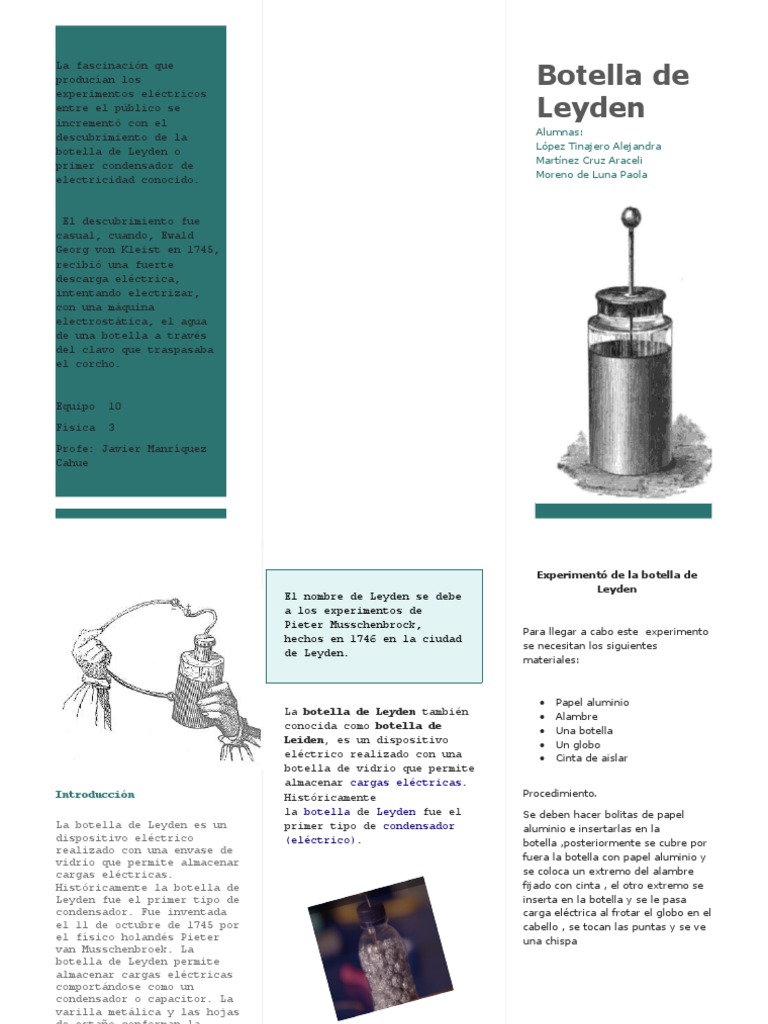 Botella de Leyden | PDF | Condensador | Electricidad