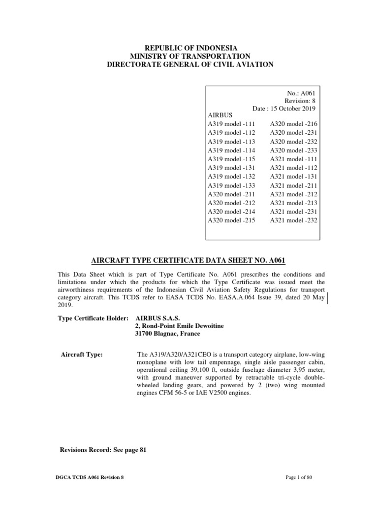 A061 Rev. 08 | PDF | Aviation | Aircraft
