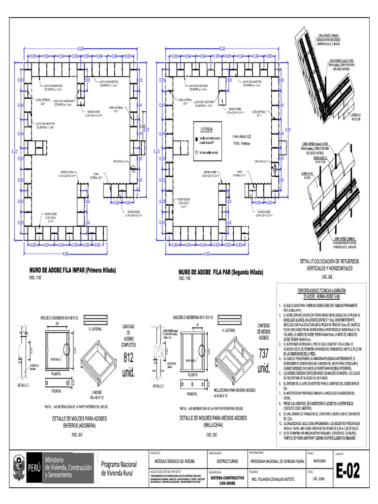 06 Vivienda Tipo A Estructuras Cimentacion E-01 E-02-E-02 | PDF | Edificio sustentable ...