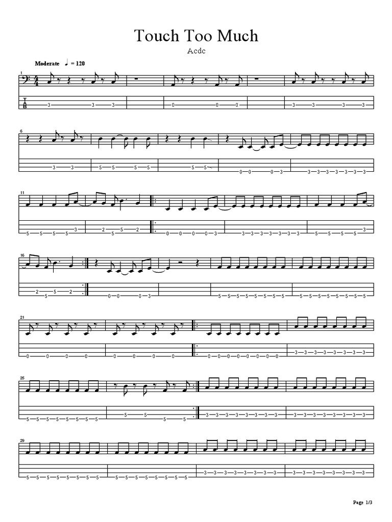 Tablature de "Touch Too Much" d'AC/DC | PDF