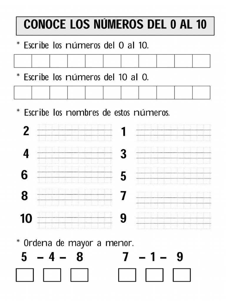 Ejercicios Matemáticos Conoce Números Del 0 Al 30 | PDF